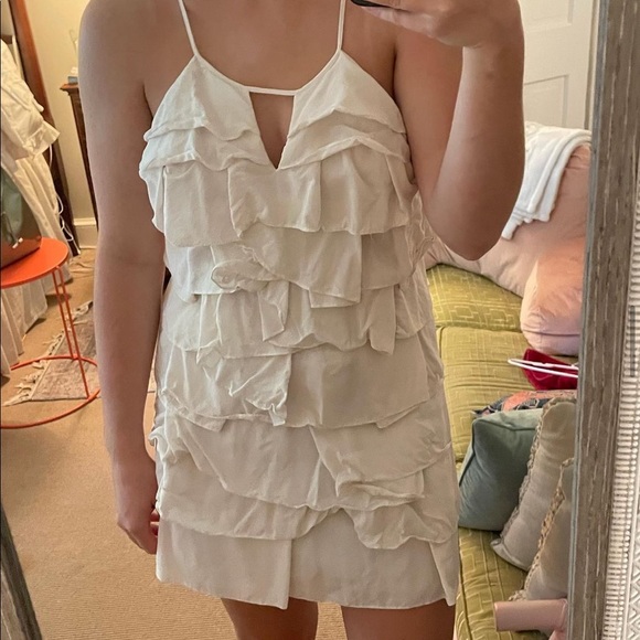 BCBGMaxAzria | Dresses | Bcbg Ruffle Layered Cream Dress | Poshmark